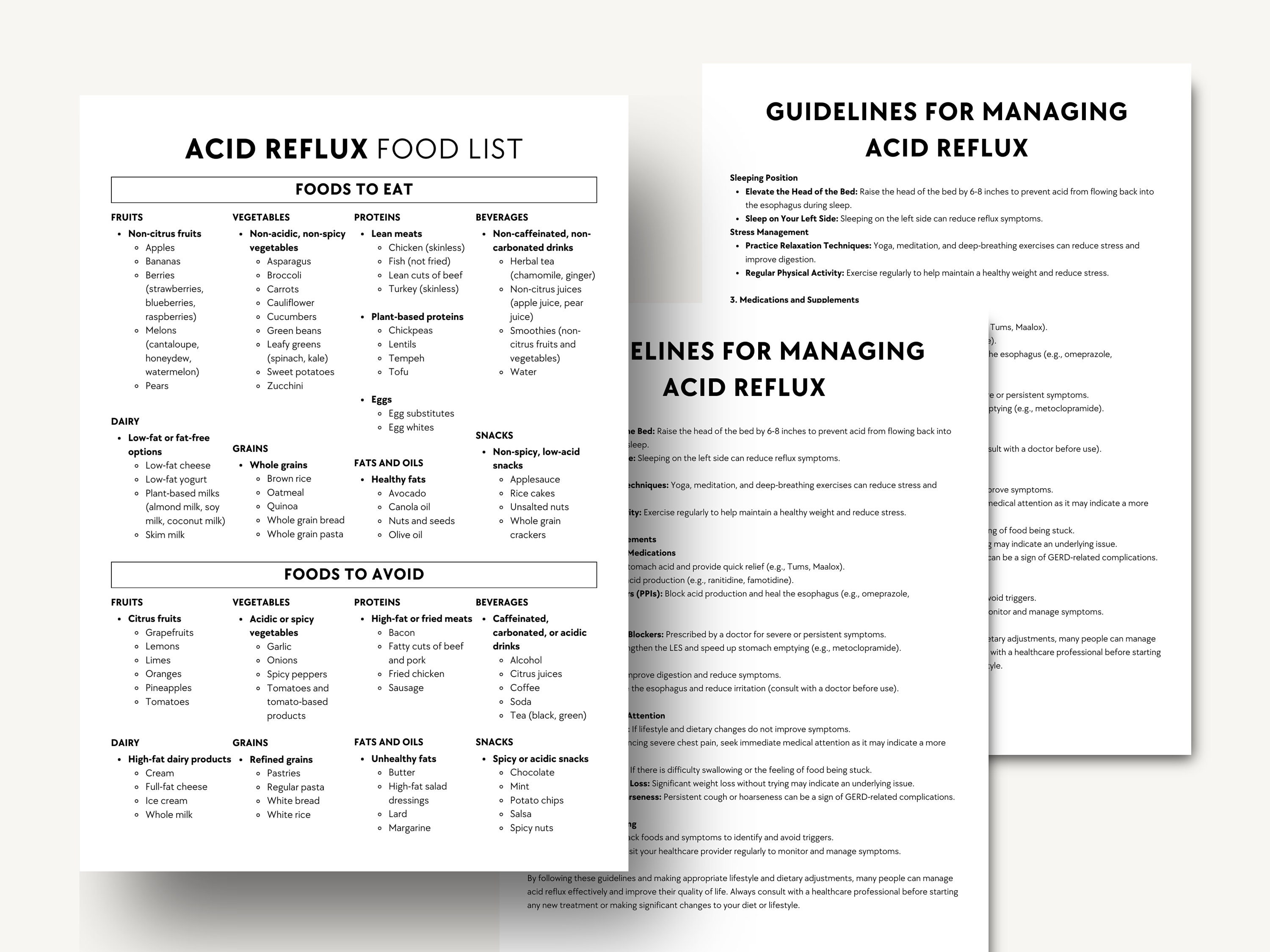 Acid Reflux Food List Printable, GERD Diet PDF, Heartburn Grocery Chart ...