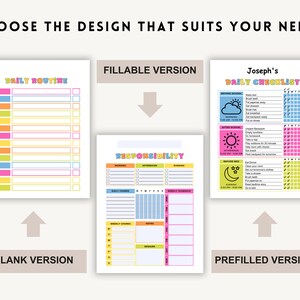 Editable Kids Chore Chart Bundle, Daily Routine Checklist, Reward ...