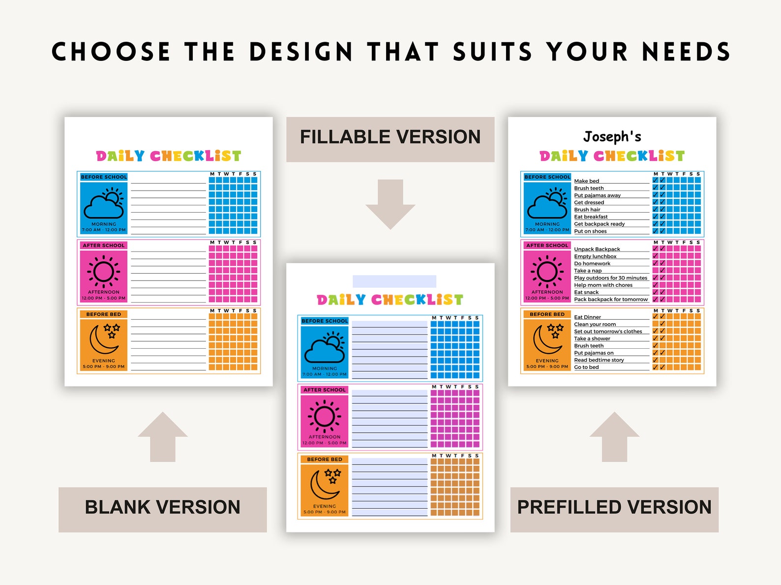 Editable Kids Chore Chart Bundle, Daily Routine Checklist, Reward ...