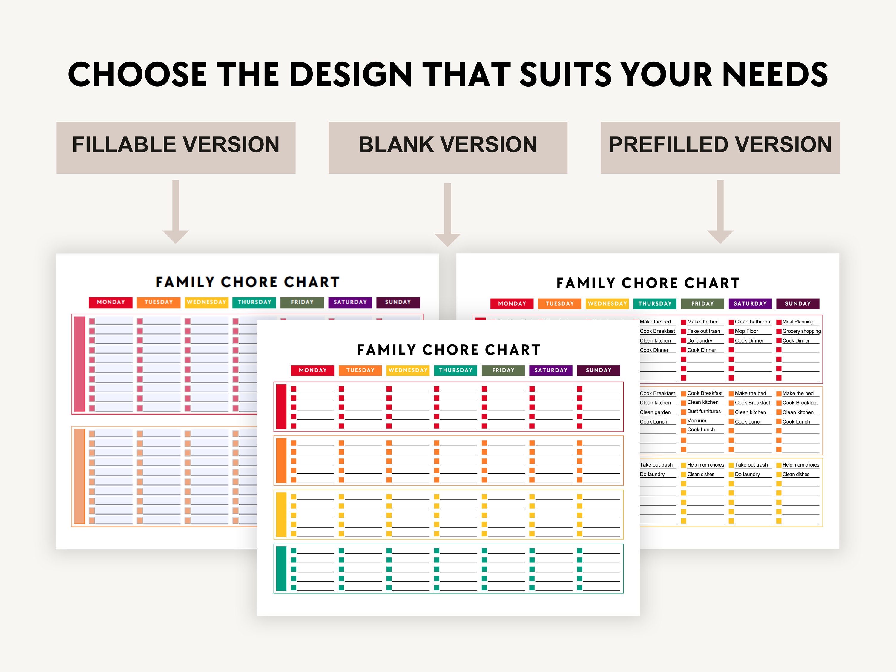 Editable Family Chore Chart, Multiple Kids Responsibility Checklist ...