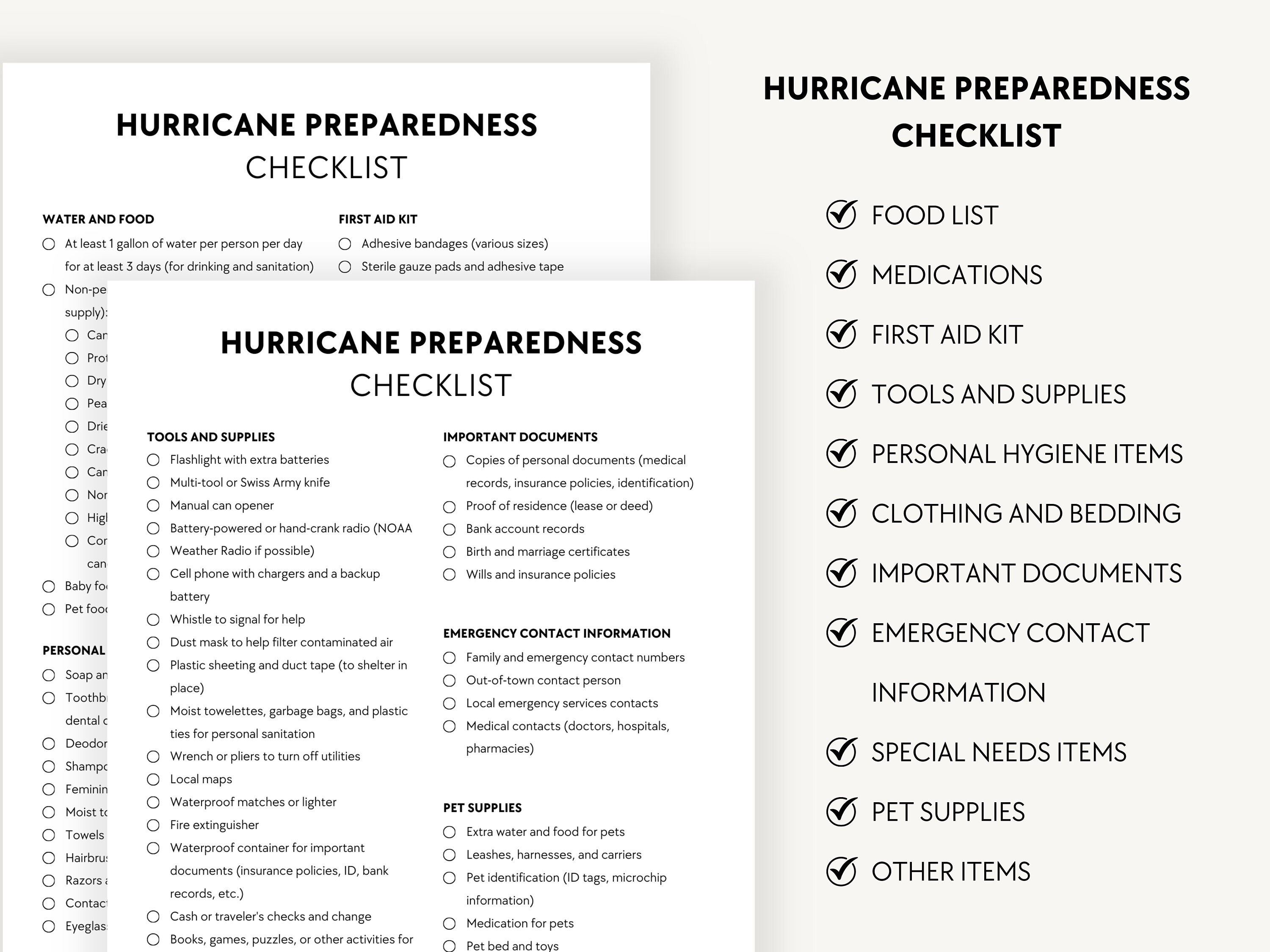 Hurricane Preparedness Checklist PDF, Hurricane Foods Supply List ...
