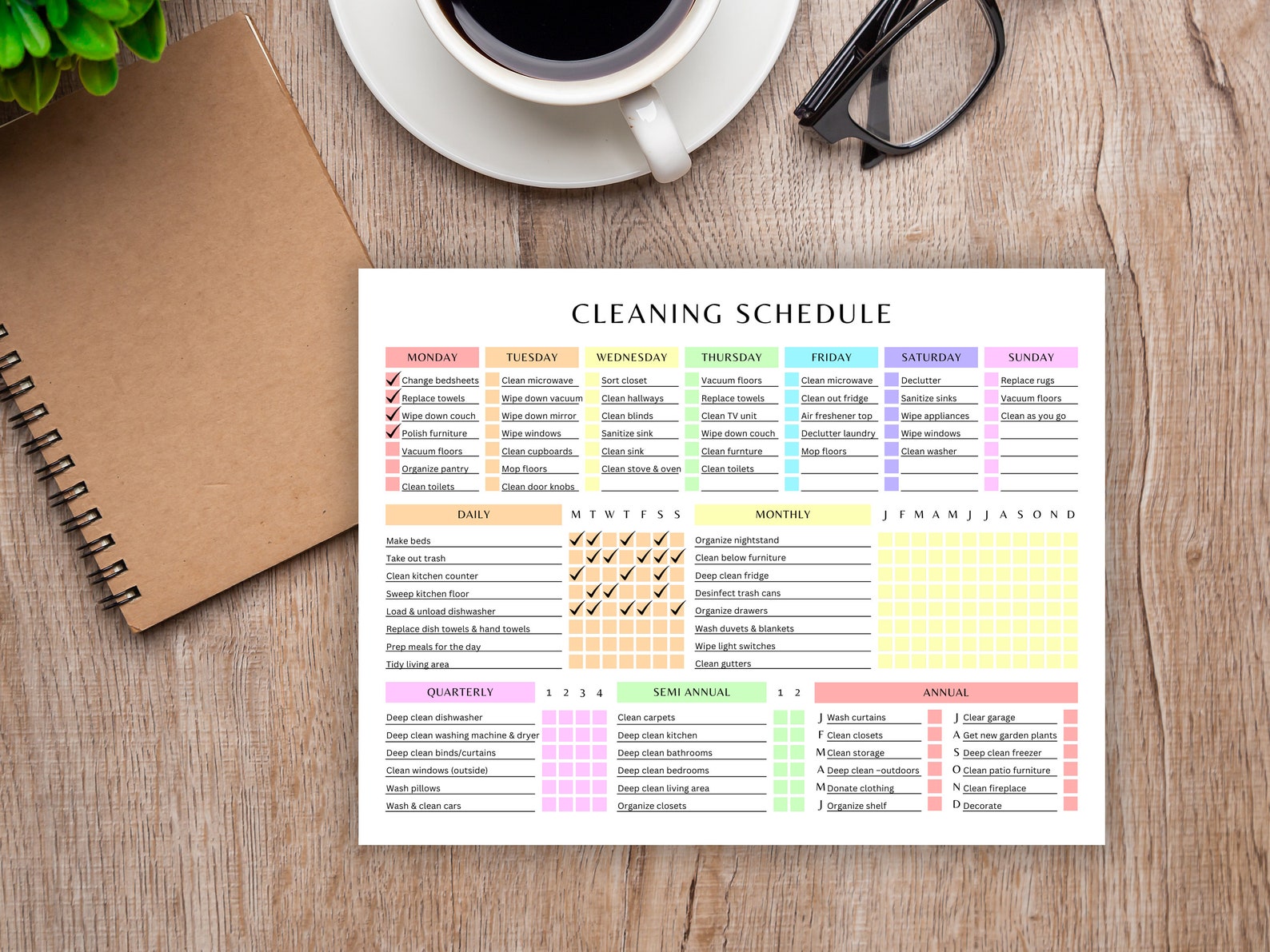 Daily Weekly Monthly Cleaning Schedule, Household Chores List, House ...