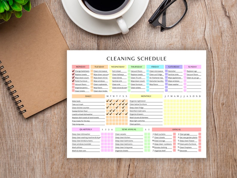 Daily Weekly Monthly Cleaning Schedule, Household Chores List, House ...