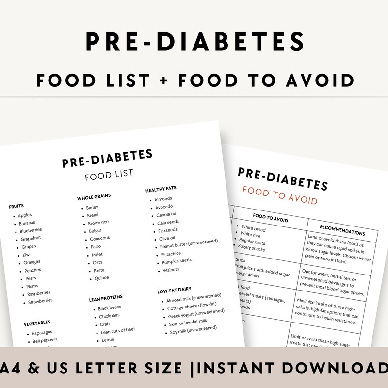 Pre Diabetes Food List - Etsy
