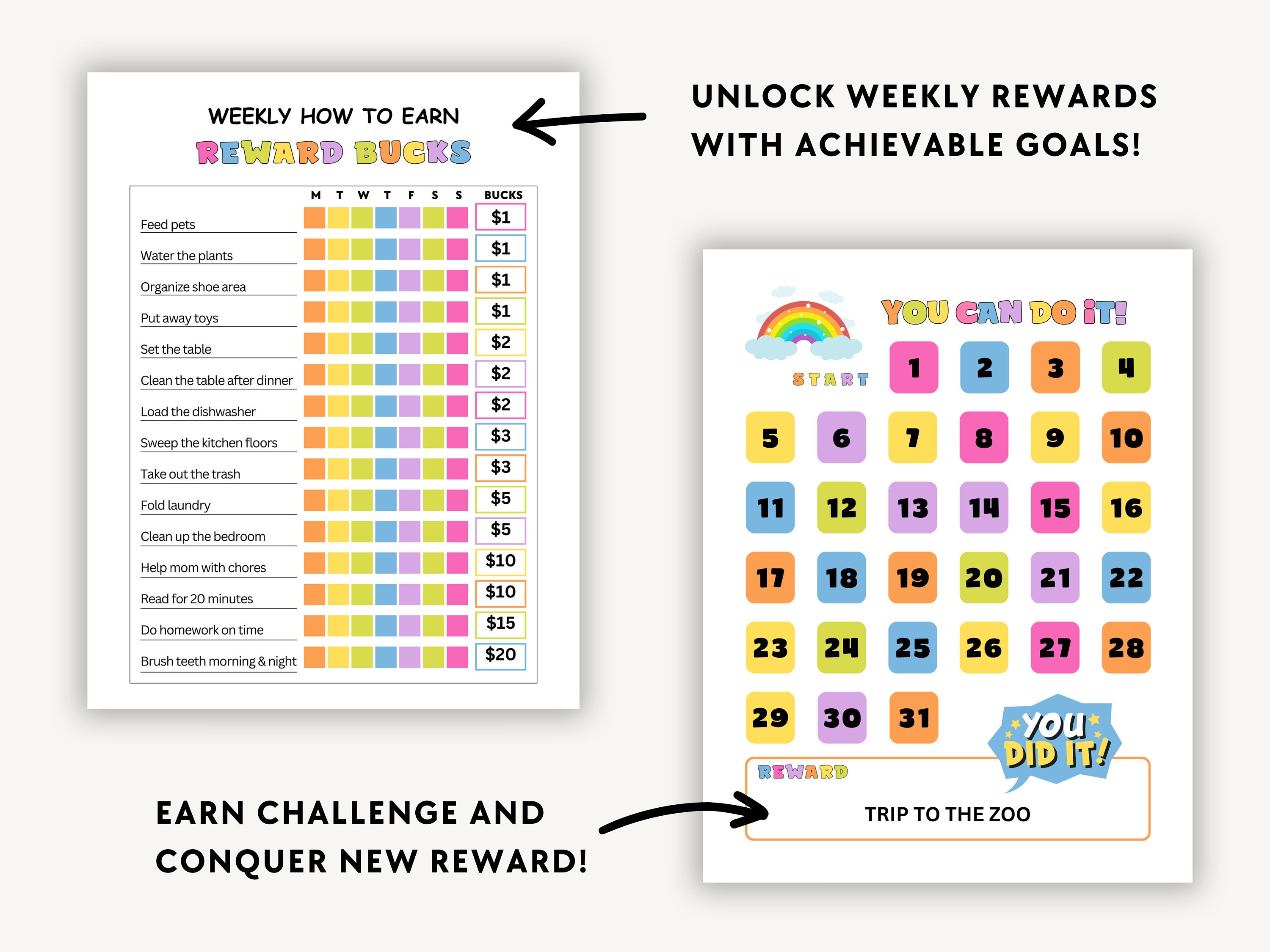 Kids Reward Bucks, Printable Play Money, Chore Dollars, Editable Reward ...