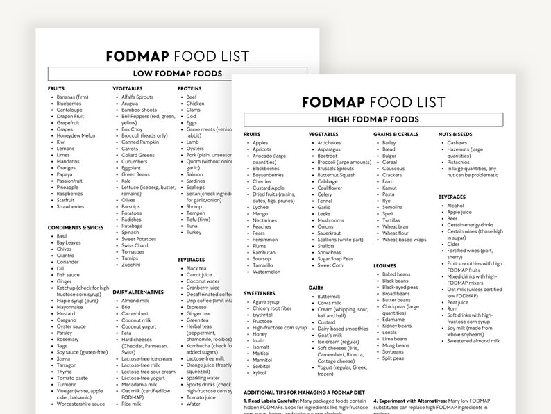 FODMAP Diet PDF, Low FODMAP Food List Printable, Ibs Meal Plan Treats ...