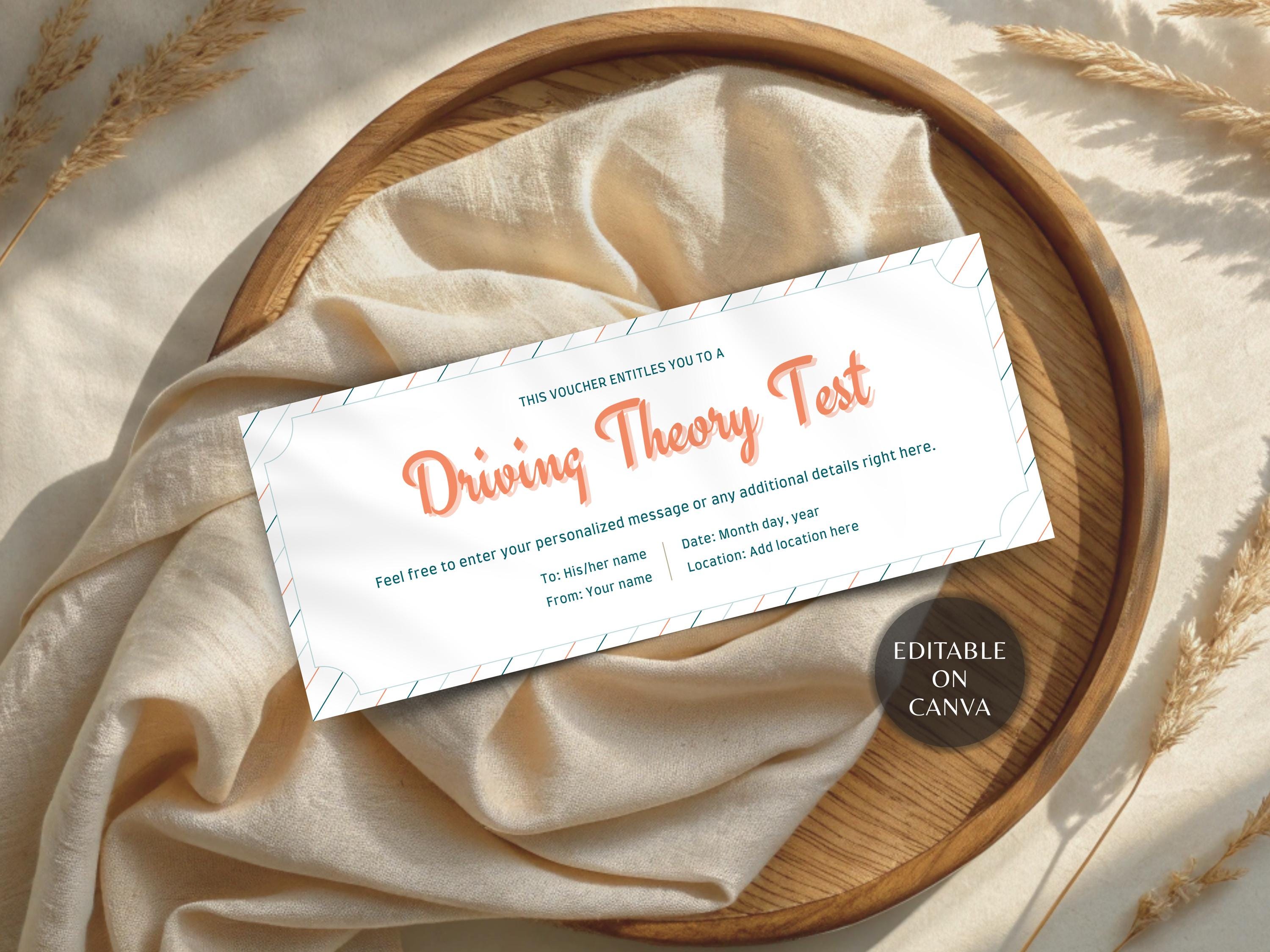 Driving Theory Test Voucher Template | Vouchers for Driving Lessons ...