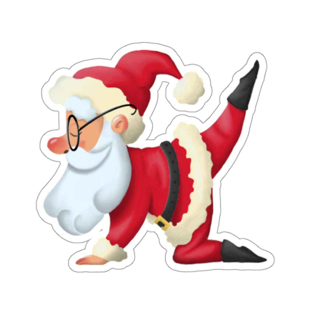 Yoga Santa Sticker, Leg High Cow Pose - Christmas Vinyl Decal - Etsy