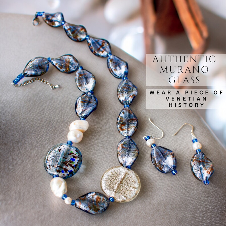 Baroque Pearl Murano Glass Jewelry Set, Murano Earrings, Venetian ...