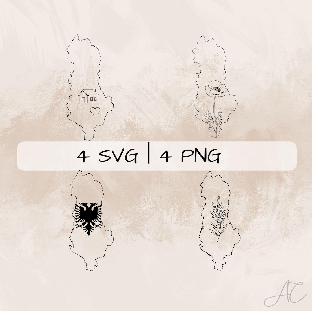Albania SVG Bundle, Albania Outline PNG , Albania Map Clipart, Hand ...