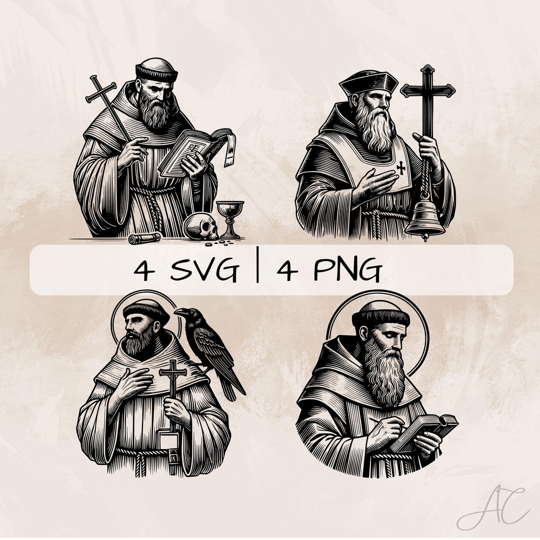 St Benedict SVG Bundle, Saint Benedict PNG, St Benedict and Raven ...