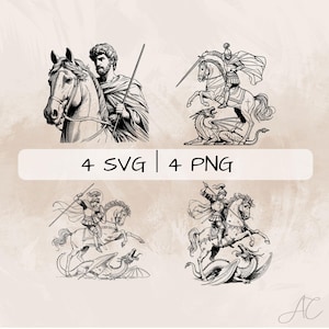 Saint George SVG Bundle, St George and Dragon PNG, St George and Horse ...