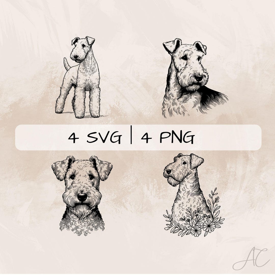 Airedale Terrier SVG Bundle, King of Terrier PNG ,bingley Terrier ...