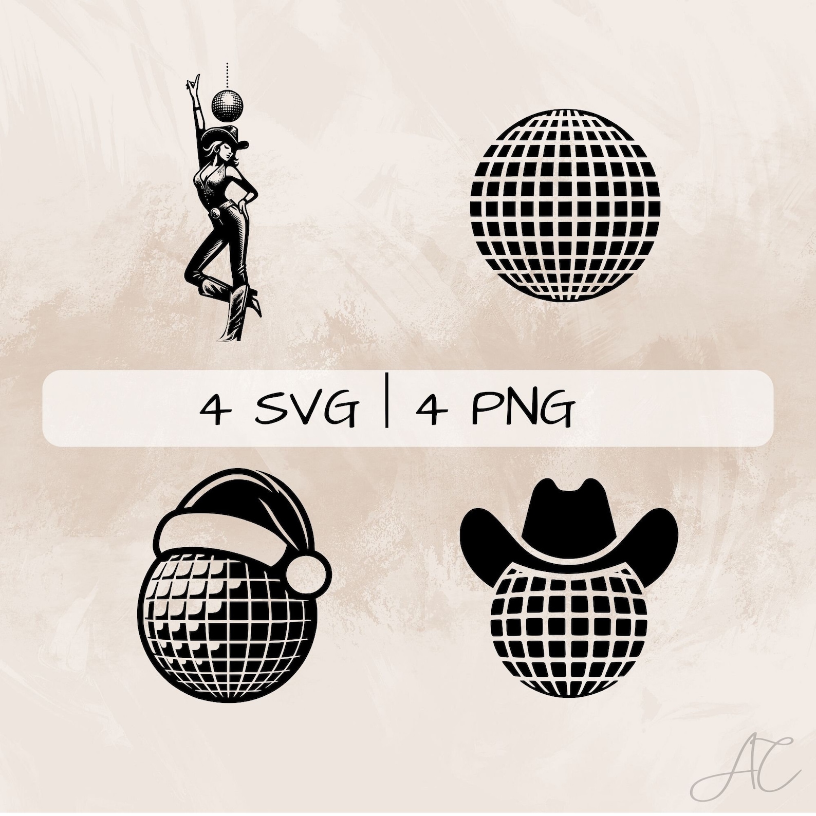 Disco Ball SVG Bundle, Disco Dancing PNG, Disco Ball With Hat Clipart ...