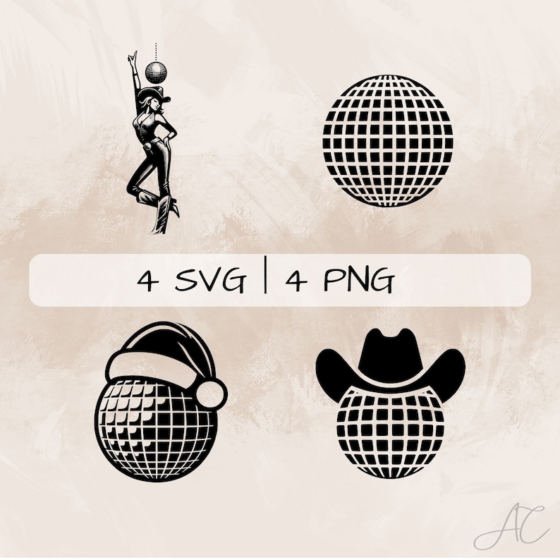 Disco Ball SVG Bundle, Disco Dancing PNG, Disco Ball With Hat Clipart ...
