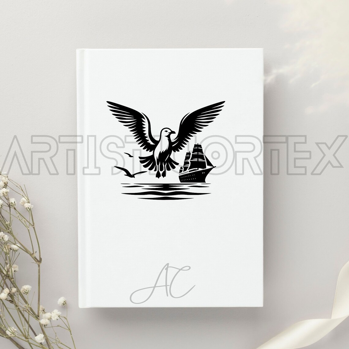 Seagull SVG, Seagull and Ship PNG, Seagull on Island Clipart, Hand ...