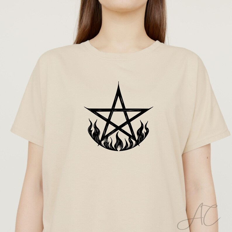 Pentagram SVG Bundle, Pentagram and Flowers PNG, Pentagram and Fire ...