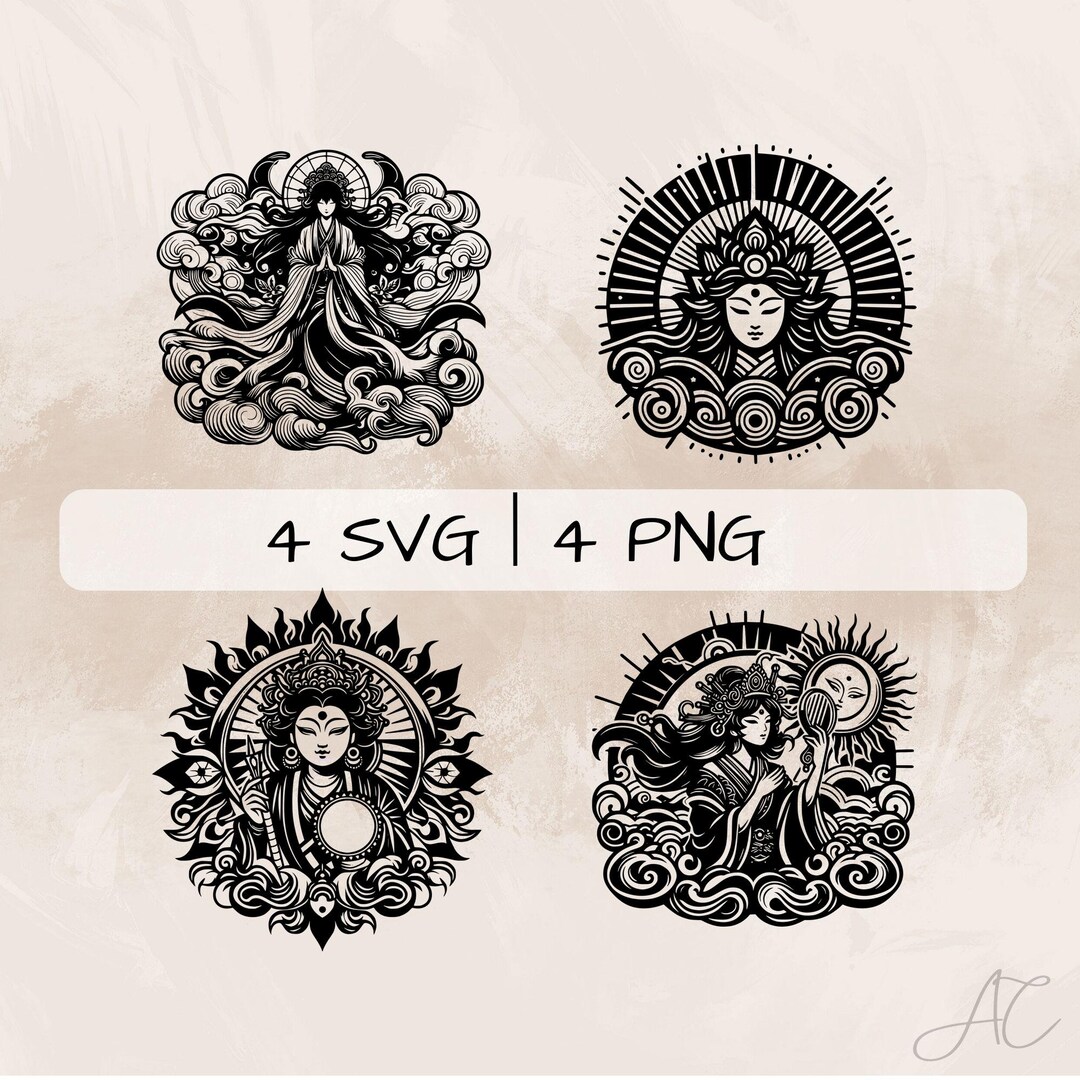 Amaterasu SVG Bundle, Amaterasu God of the Sun PNG ,japanese Amaterasu ...