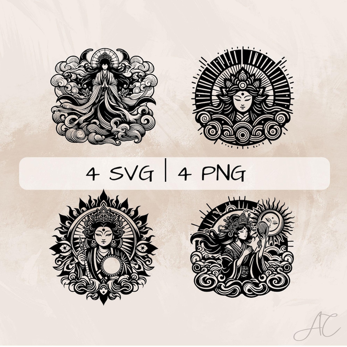Amaterasu SVG Bundle, Amaterasu God of the Sun PNG ,japanese Amaterasu ...