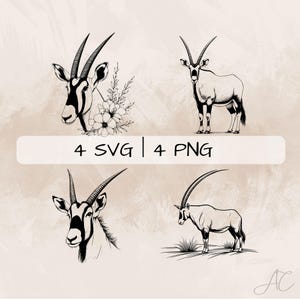 Oryx SVG Bundle, Oryx Face PNG , Floral Oryx Clipart, Hand Drawn Oryx ...