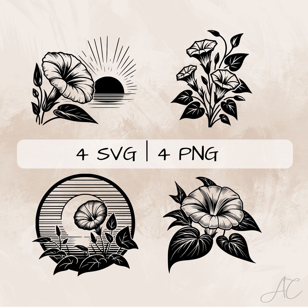 Morning Glory SVG Bundle, Morning Glory and Sunrise PNG, Morning Glory ...