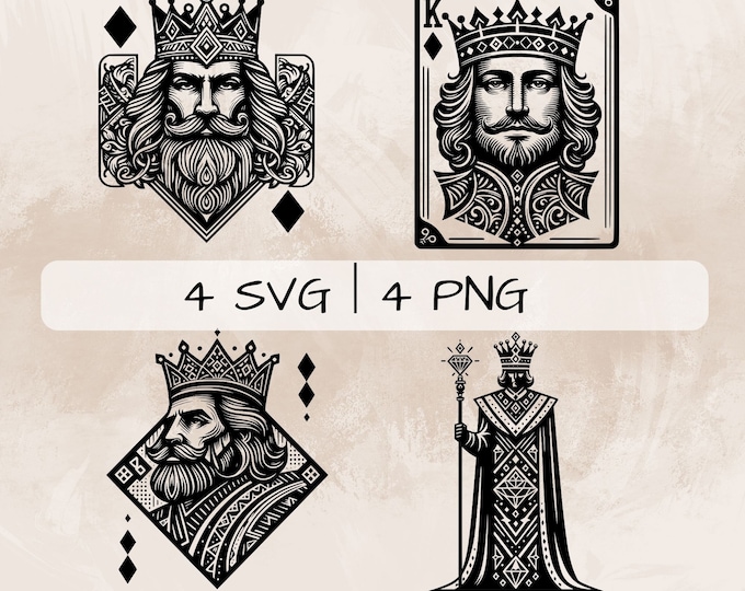 Kings Svg Bundle, King Png Bundle, King Playing Cards Png, King of ...