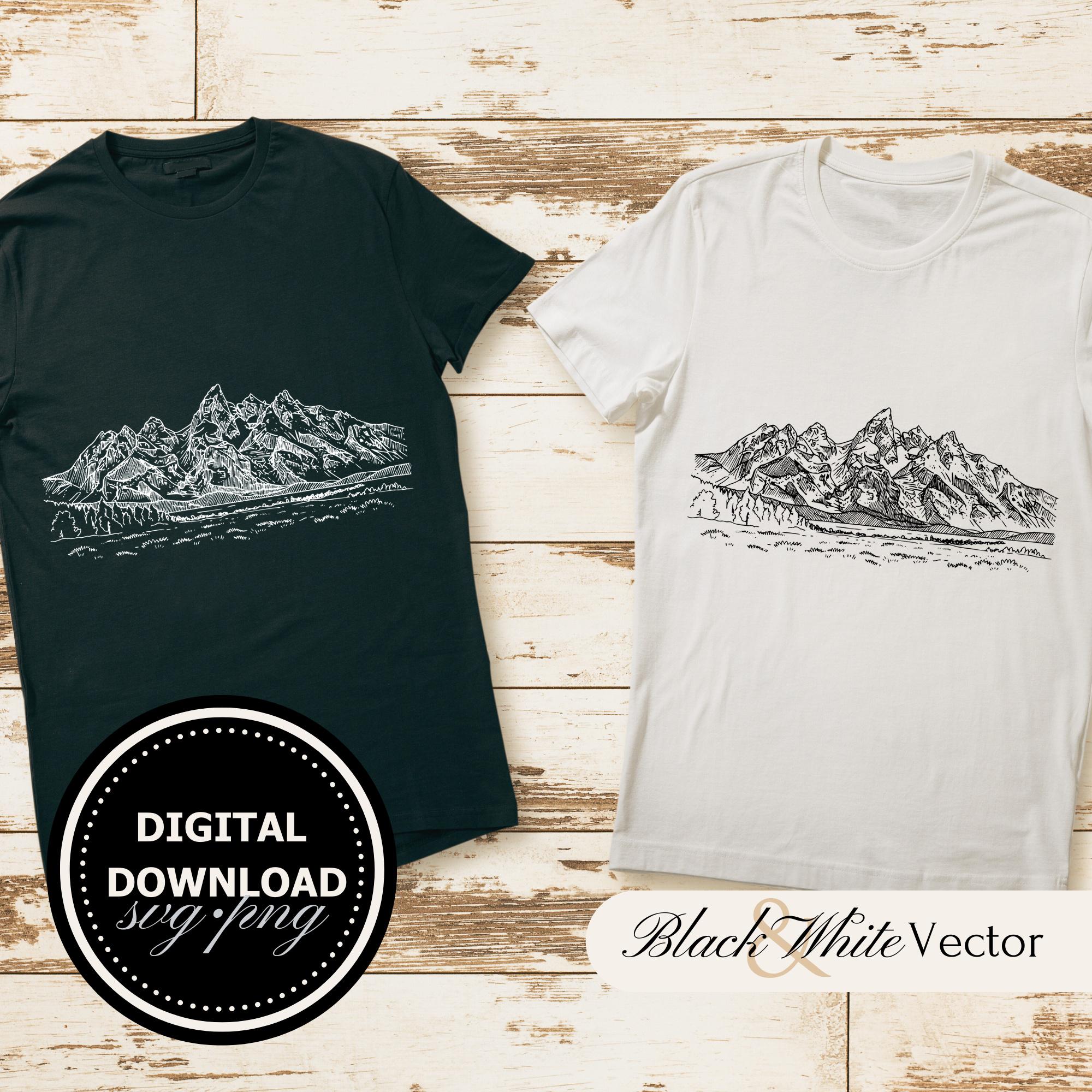 Grand Teton SVG Bundle, Teton Range PNG , Mountain Clipart, Hand Drawn ...