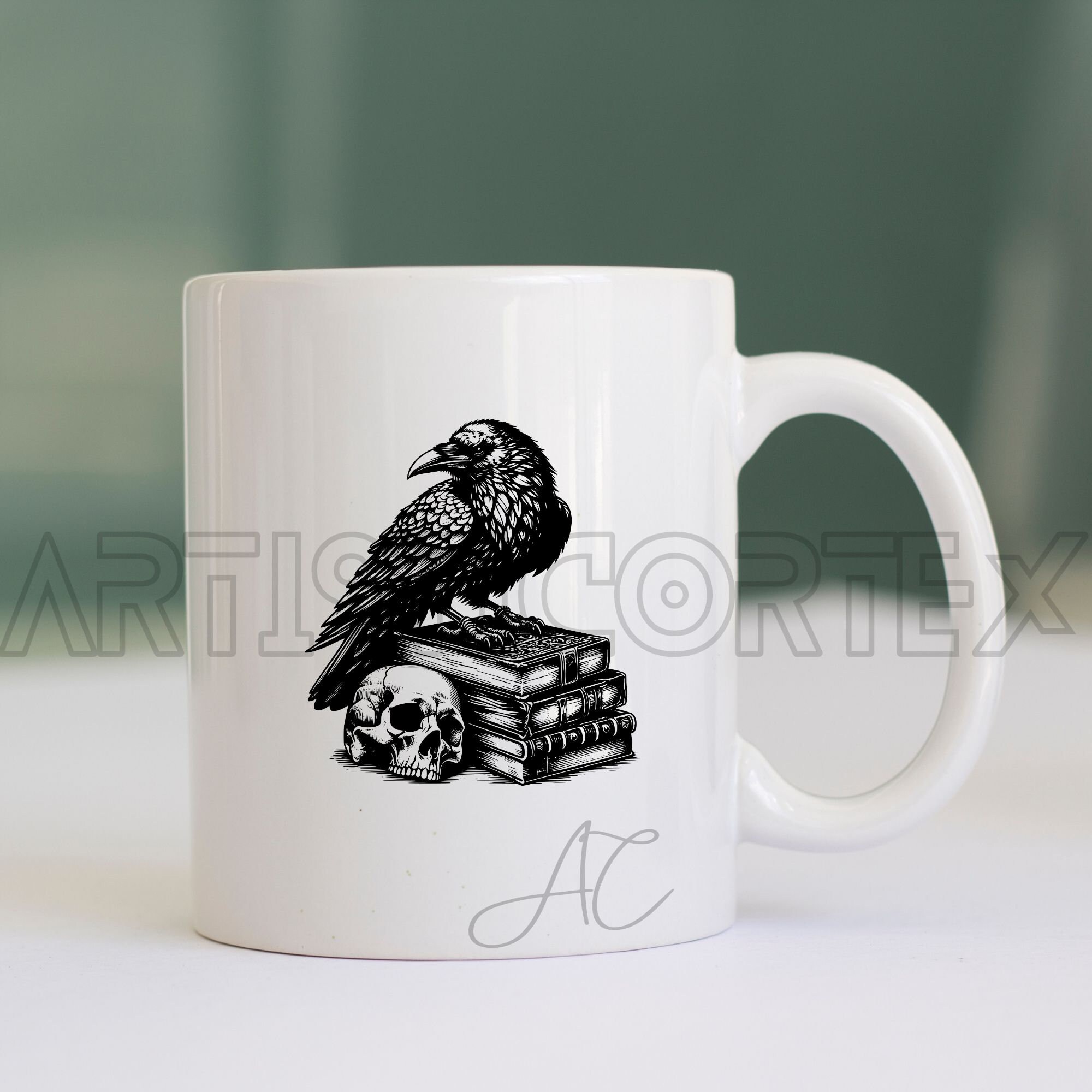 Raven SVG Bundle, Raven and Skull PNG, Floral Raven Clipart, Hand Drawn ...