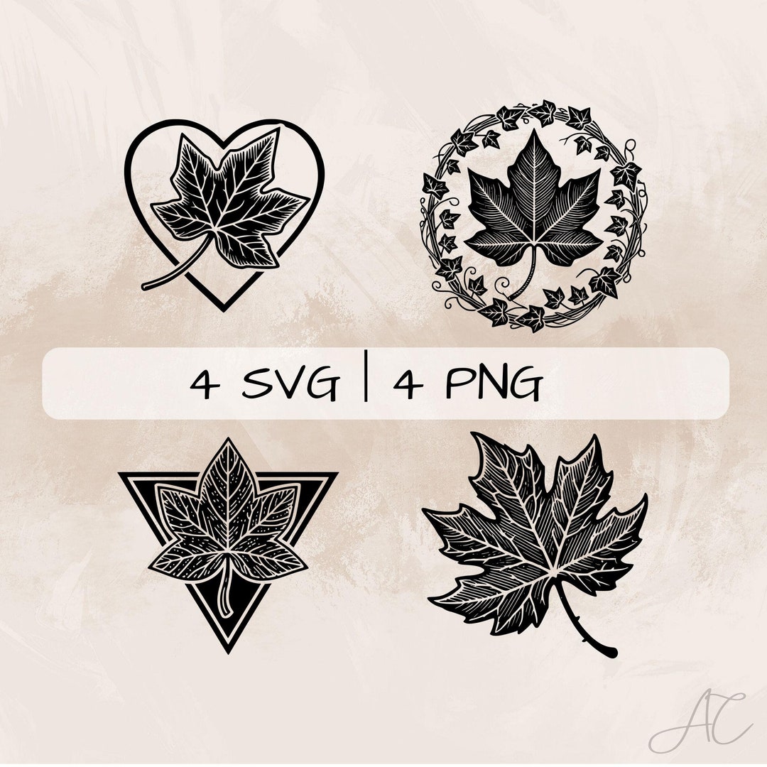 Ivy Leaf SVG Bundle, Ivy PNG ,ivy Leaf Clipart, Hand Drawn Ivy Leaf ...