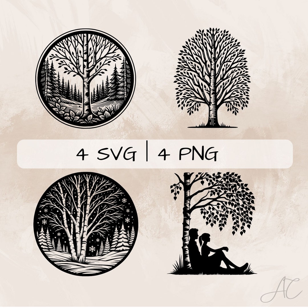 Birch Tree SVG Bundle, Birch Tree in Forest PNG, Birch Tree in Snow ...