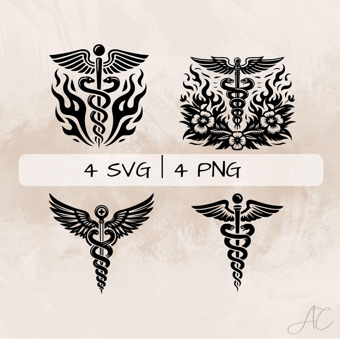 Caduceus SVG Bundle, Caduceus Sign PNG , Caduceus Staff Clipart, Hand ...