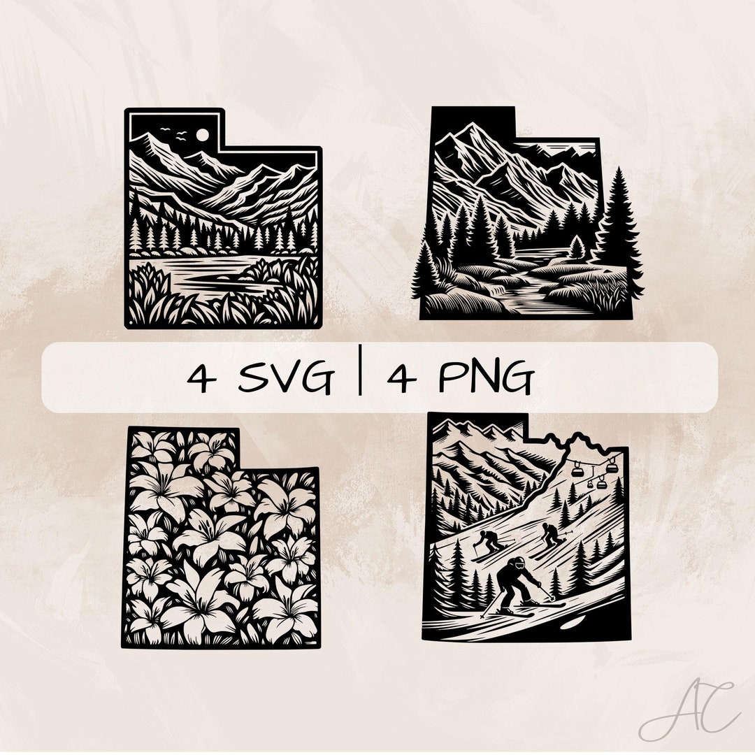 Utah SVG Bundle, Utah Map PNG ,utah Outline Clipart, Hand Drawn Utah ...