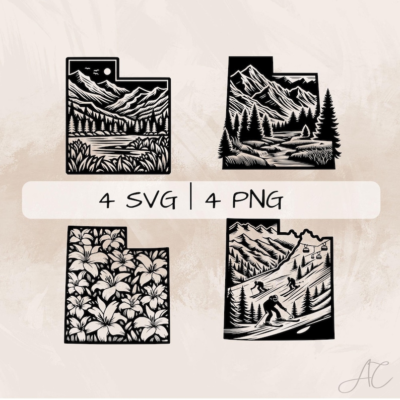 Utah SVG Bundle, Utah Map PNG ,utah Outline Clipart, Hand Drawn Utah ...