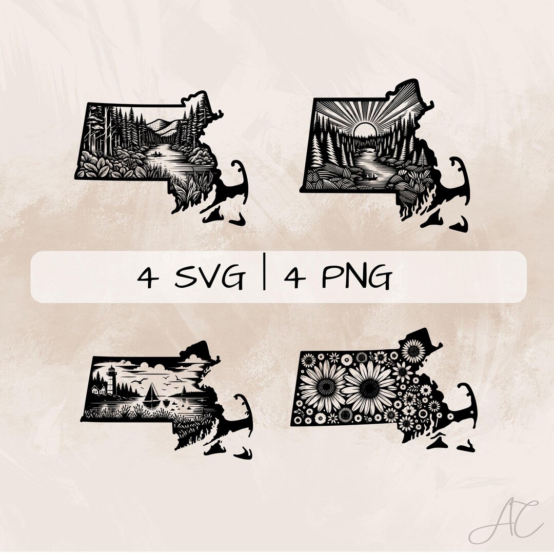 Massachusetts SVG Bundle, Massachusetts State PNG ,massachusetts ...