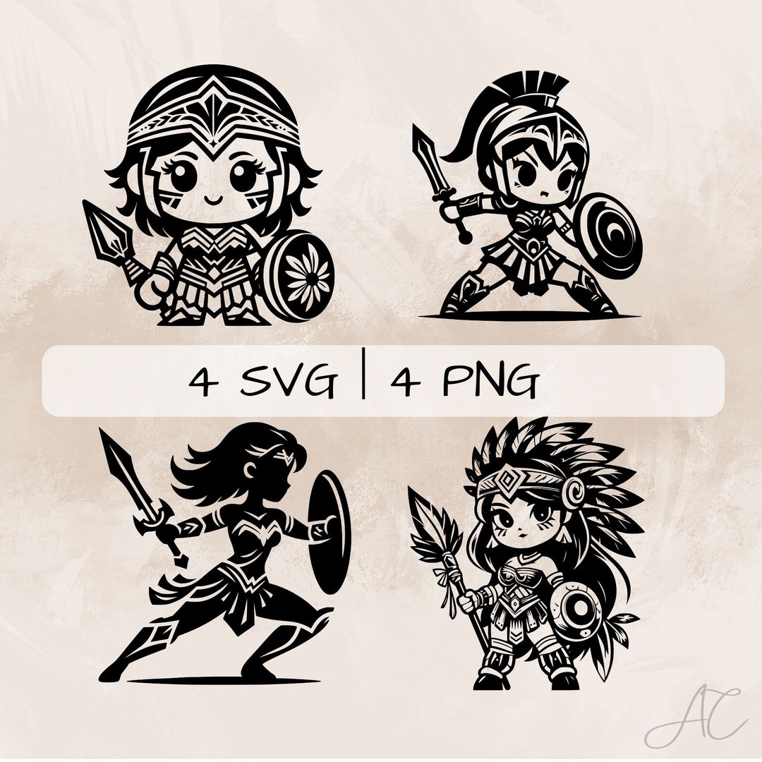 Amazon Warrior SVG & PNG Bundle, Cute Amazon Warrior PNG, Amazons ...
