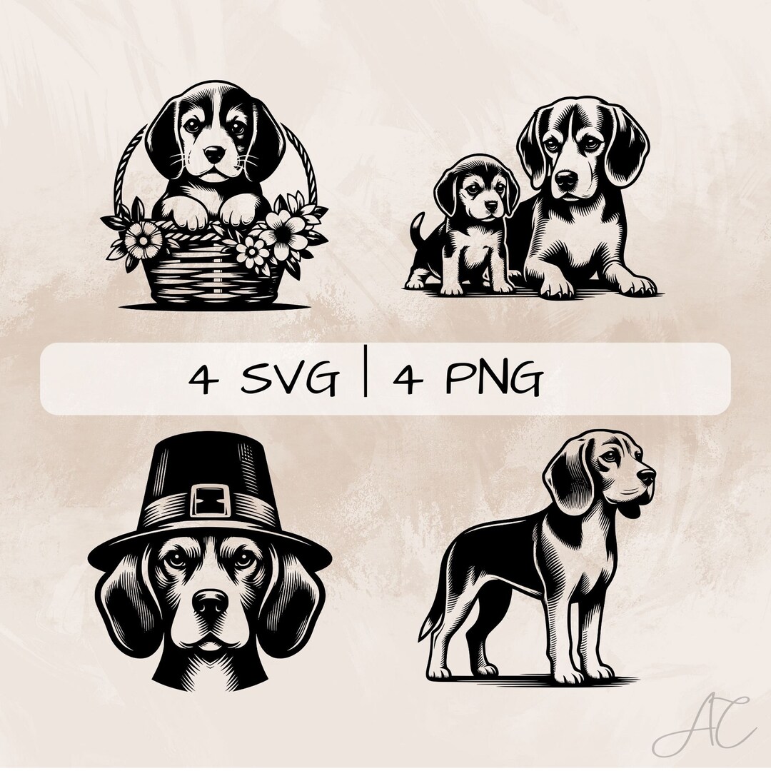Beagle SVG Bundle, Beagle Puppy PNG, Beagle With Hat Clipart, Hand ...