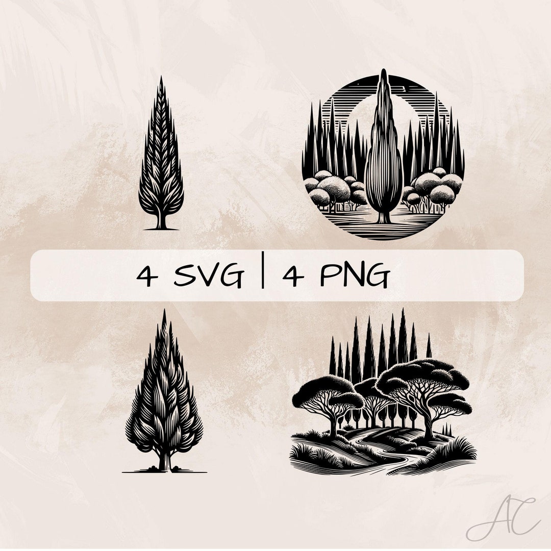 Cypress Tree SVG Bundle, Cypress Tree in Forest PNG ,cypress Tree ...