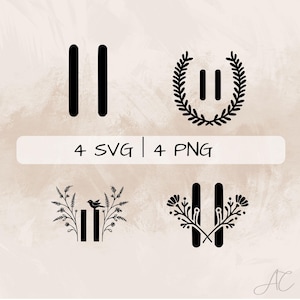 Pause SVG Bundle, Pause Sign PNG ,pause Symbol Clipart, Hand Drawn ...