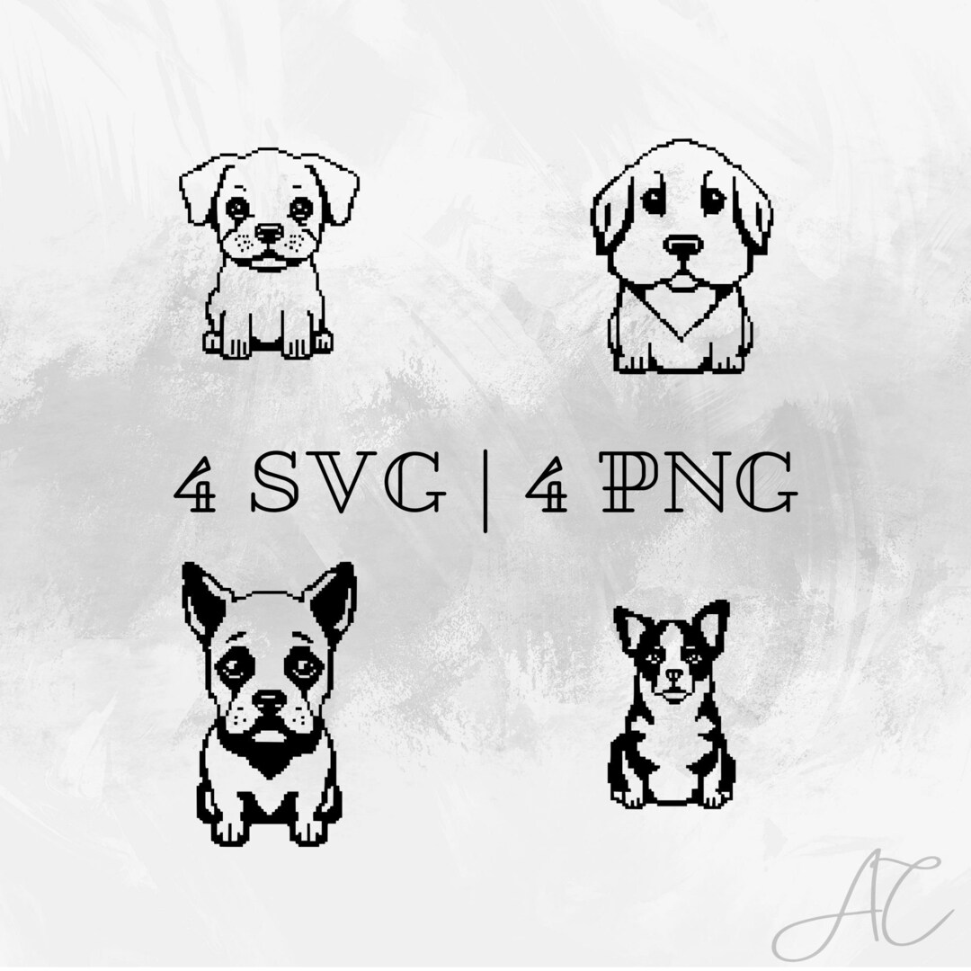 Pixel Dog SVG, Cute Dog Vector, Dog Face Clipart, Hand Drawn Pixel Dog ...