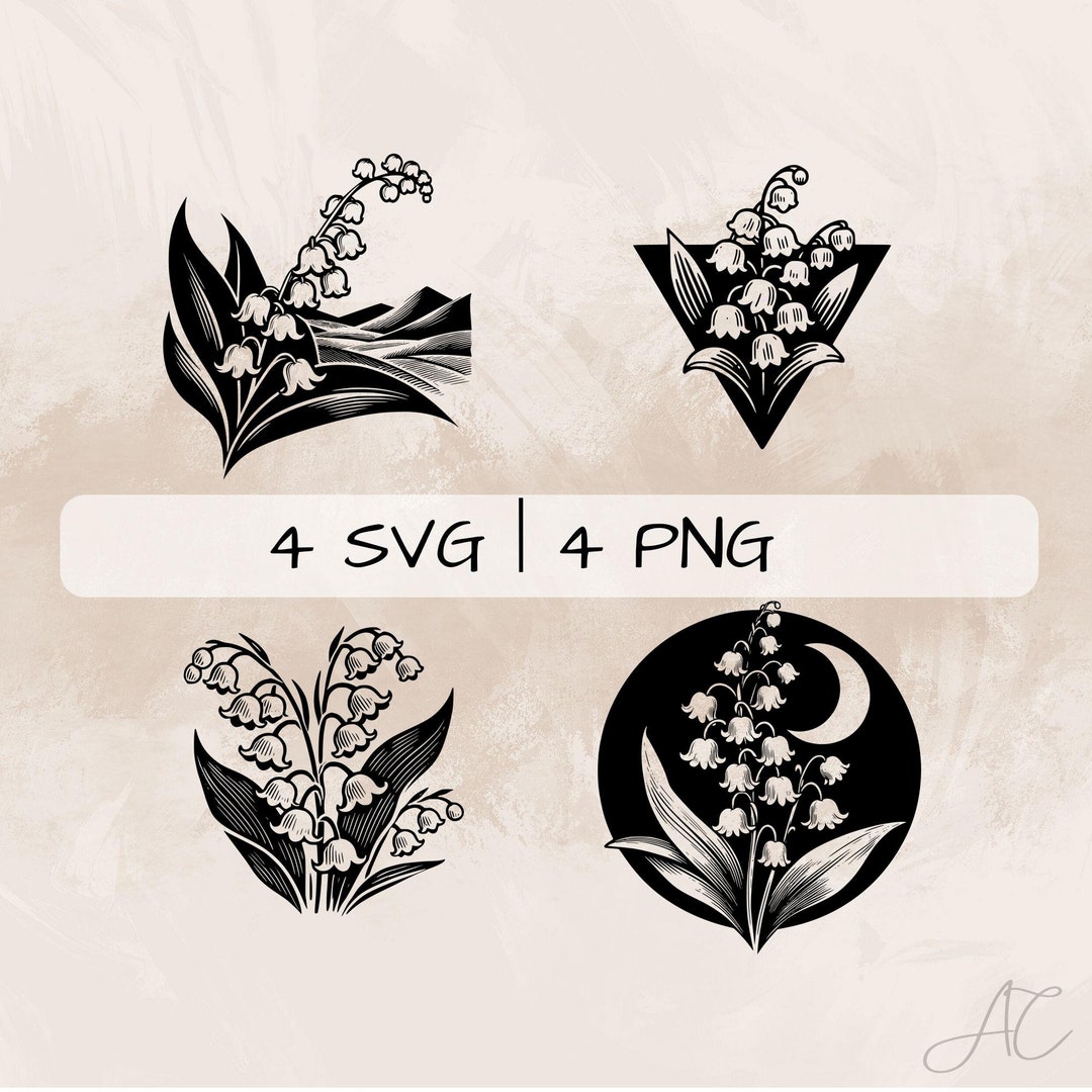 Lily of the Valley SVG Bundle, Lily PNG ,may Birth Flower Clipart, Hand ...