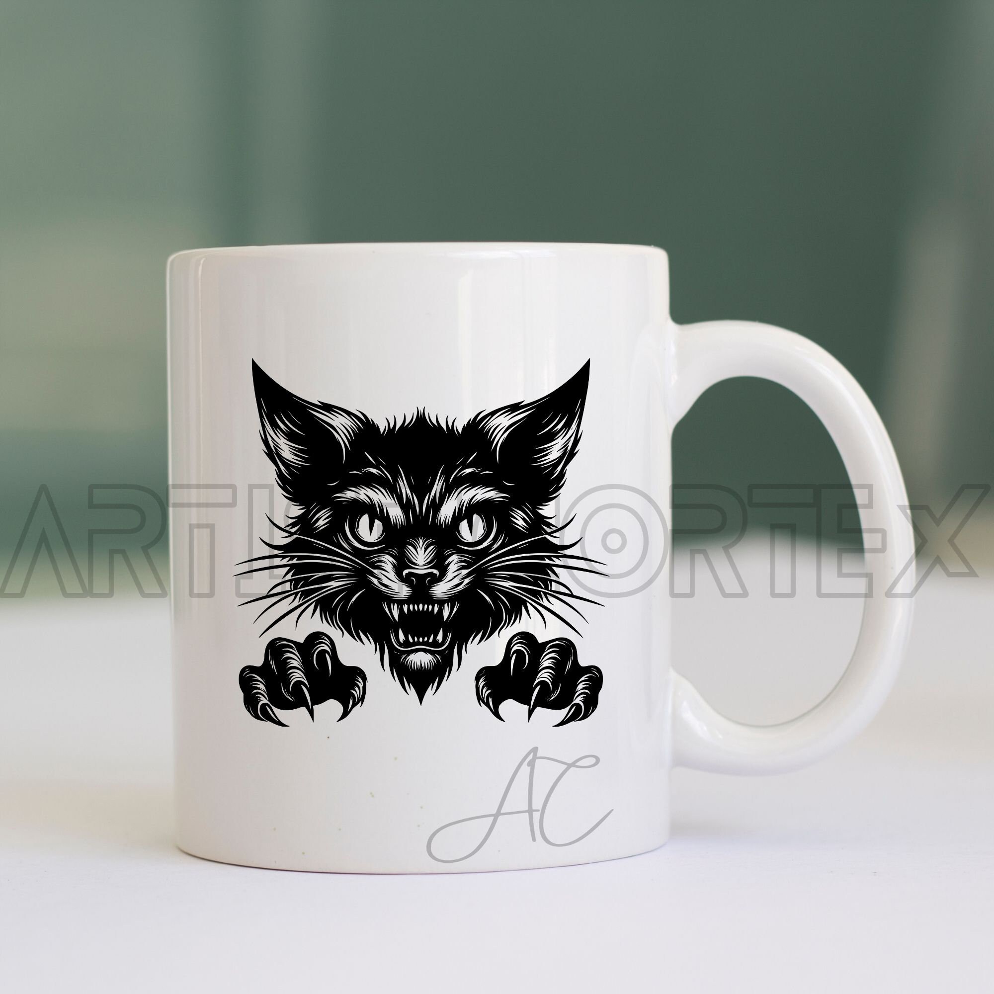 Evil Cat SVG Bundle, Cat PNG, Scary Cat Clipart , Hand Drawn Evil ...