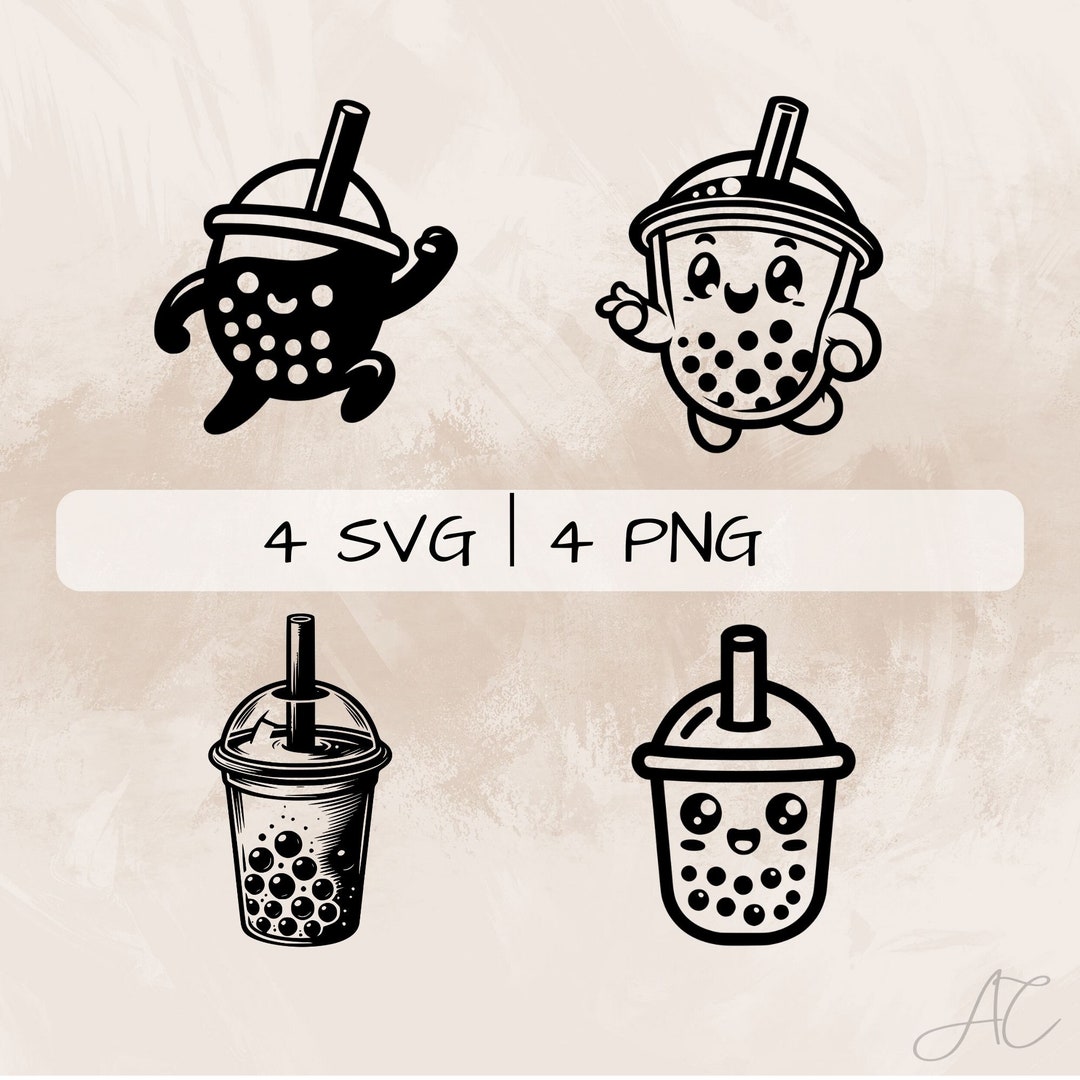 Bubble Tea SVG Bundle, Ice Tea PNG, Boba Tea Clipart, Hand Drawn Bubble ...