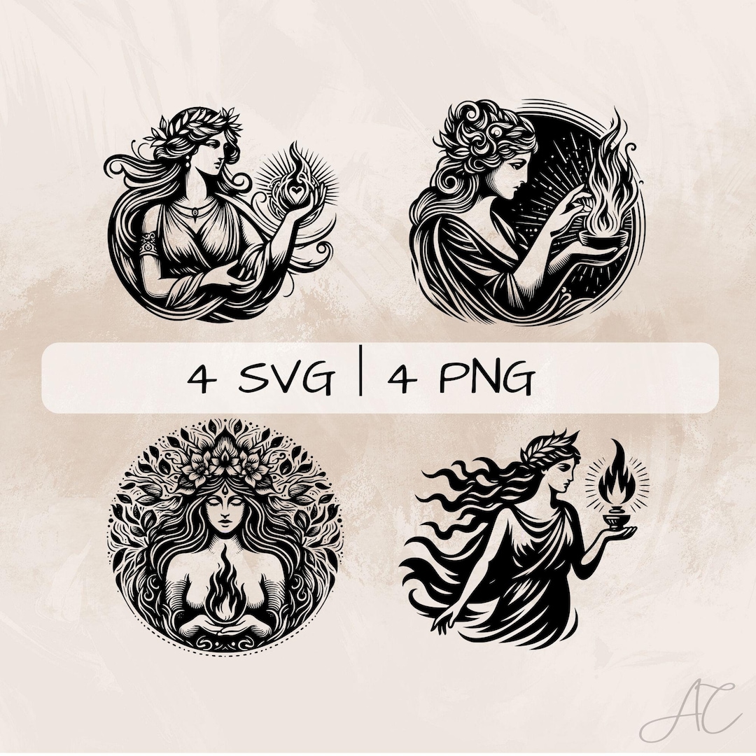 Hestia SVG Bundle, Goddess Hestia PNG , Greek Mythology Clipart, Hand ...