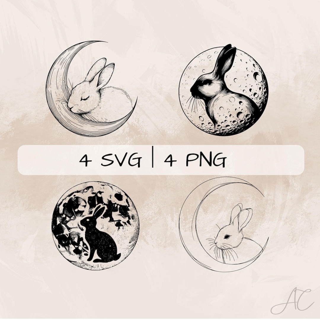 Moon Rabbit SVG Bundle, Moon Hare PNG, Mythical Moon Rabbit Clipart ...