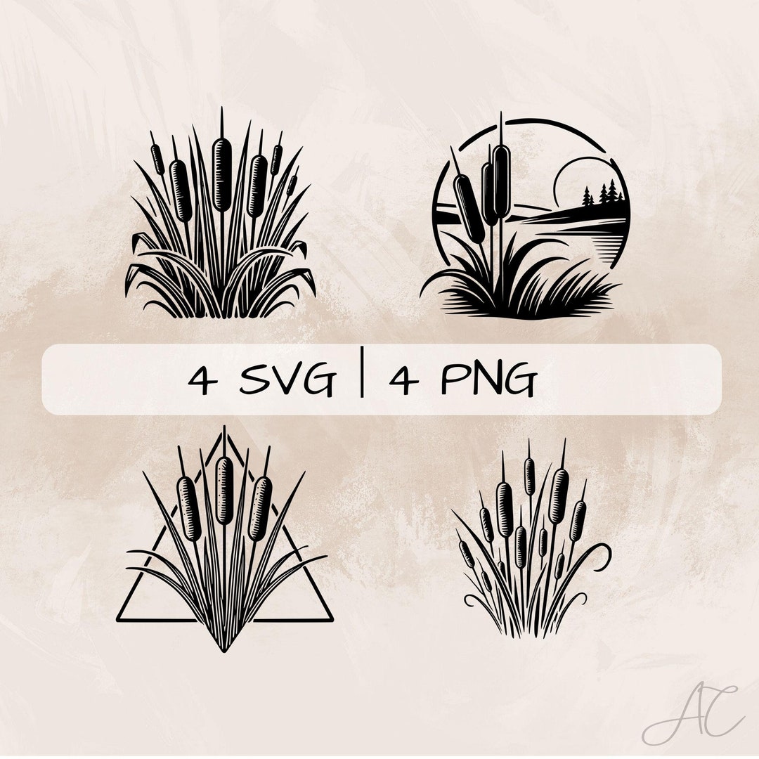 Cattail SVG Bundle, Cattail PNG ,cattail Clipart, Hand Drawn Cattail ...