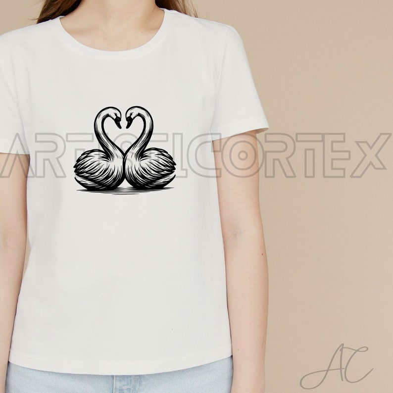 Swan SVG Bundle, Swan Heart PNG, Swan With Flowers Clipart, Hand Drawn ...