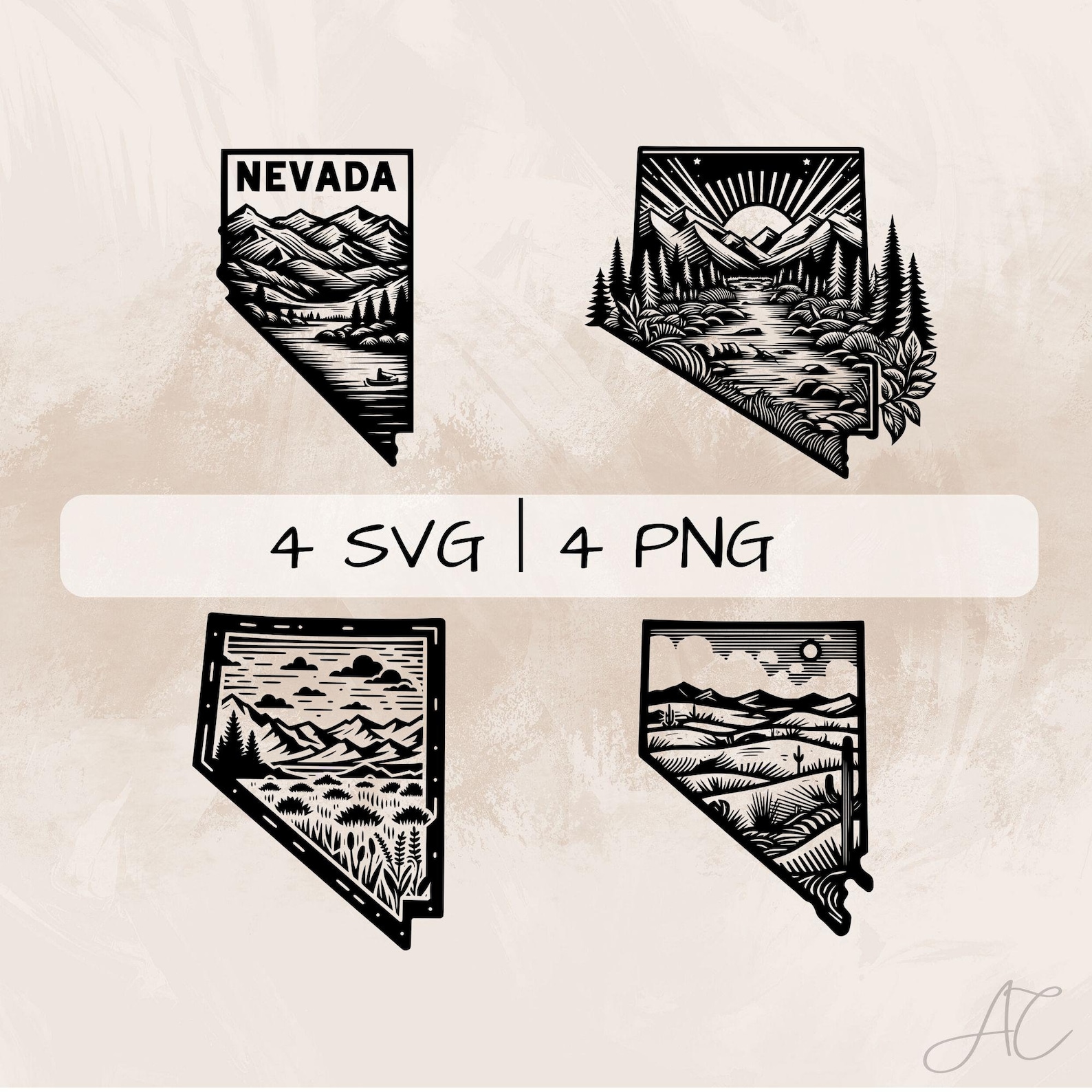 Nevada SVG Bundle, Nevada Outline PNG ,nevada State Map, Hand Drawn ...