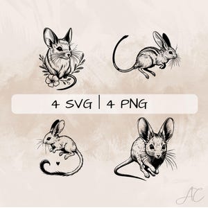 Delicate Jerboa SVG Bundle, Jerboa Line Art PNG, Floral Jerboa Clipart ...