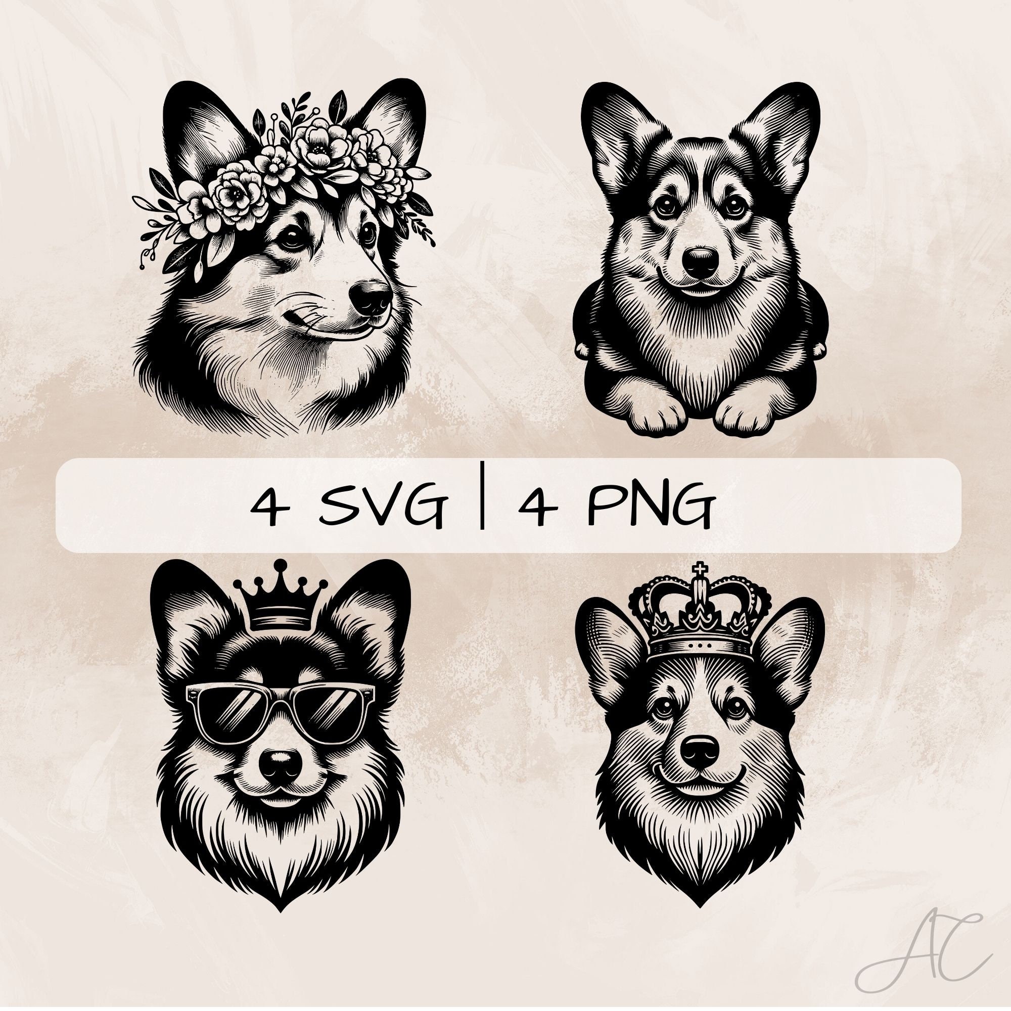 Corgi SVG Bundle, Cute Corgi PNG, Corgi With Sunglasses Clipart , Hand ...