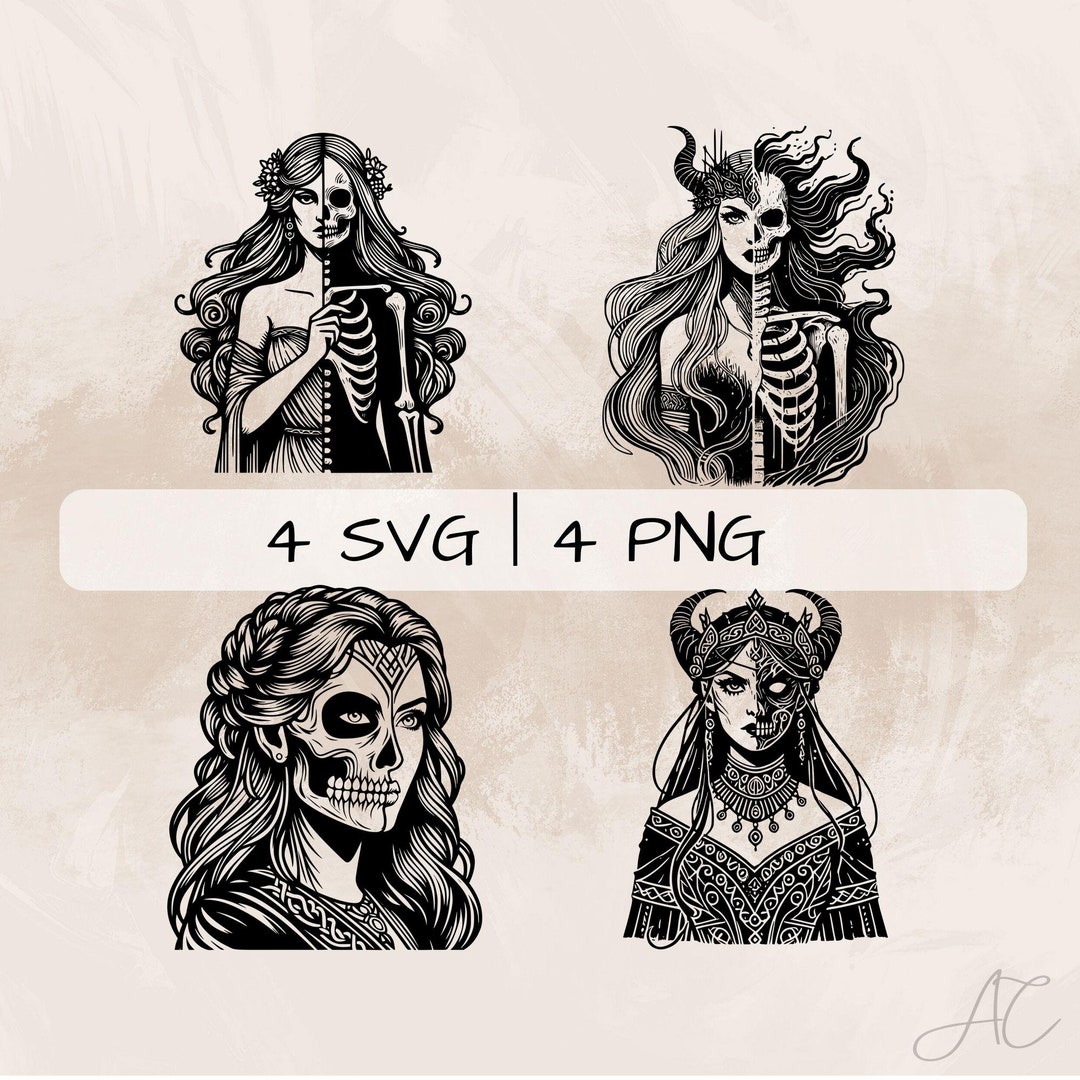 Hel SVG Bundle, Hel Goddess PNG ,norse Mythology Clipart, Hand Drawn ...
